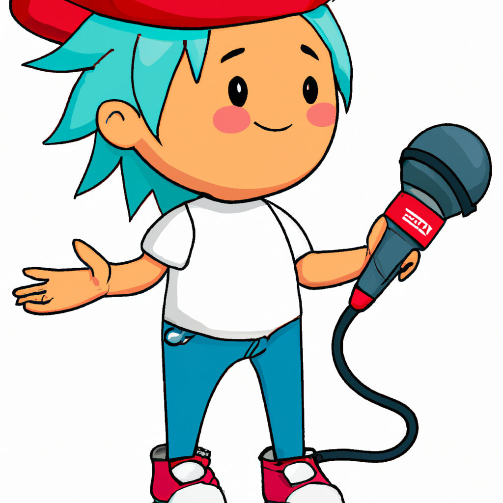 a cartoon character Little Boy with cyan hair, a bac... | OpenArt