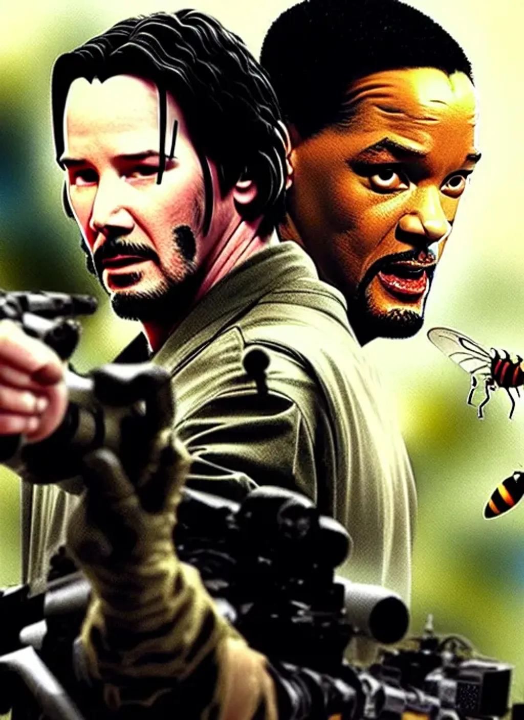 Movie poster of Keanu Reeves and Will Smith as soldi... | OpenArt