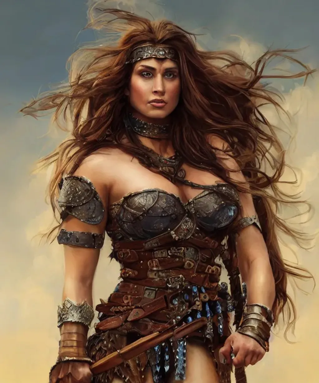 Wide Angle Shot Of A Portrait Of Barbarian Woman War OpenArt