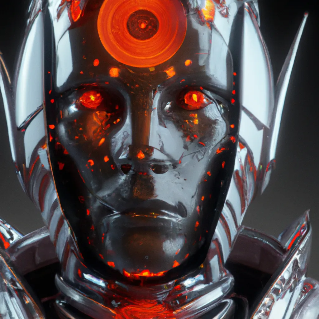 Portrait of Cosmic Cyborg with red spikes wearing cr... | OpenArt