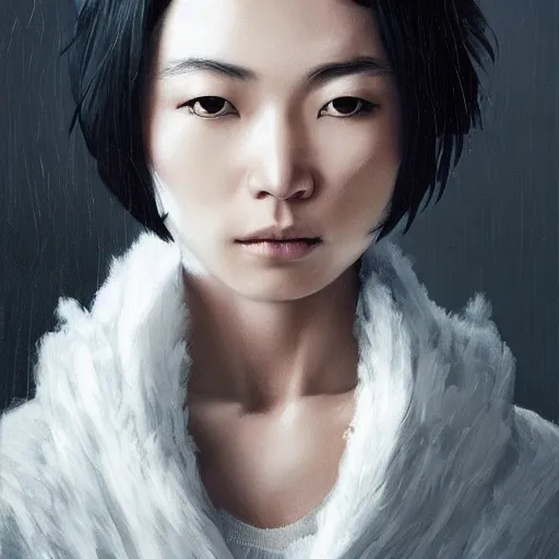 Portrait of {Ai Maeda} with {black} short hair and w... | OpenArt