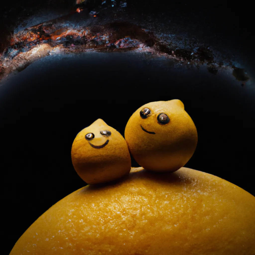 2 cute lemons with a smile hugging each other, on th... | OpenArt