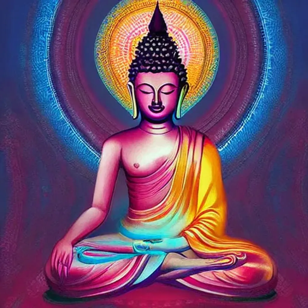 colorful and festive captivating buddha, rich vivid... | OpenArt