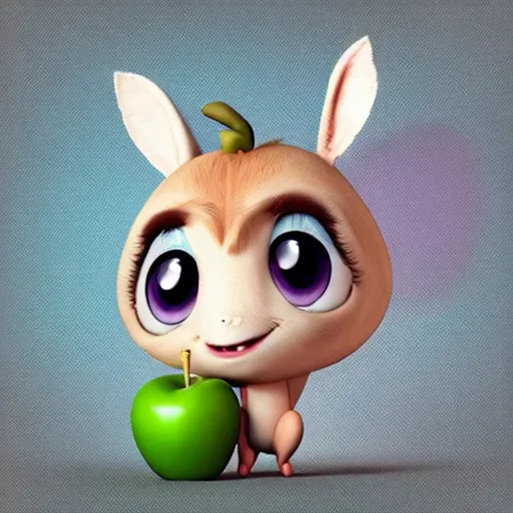 tiny cute apple, standing character, big eyes, big e... | OpenArt