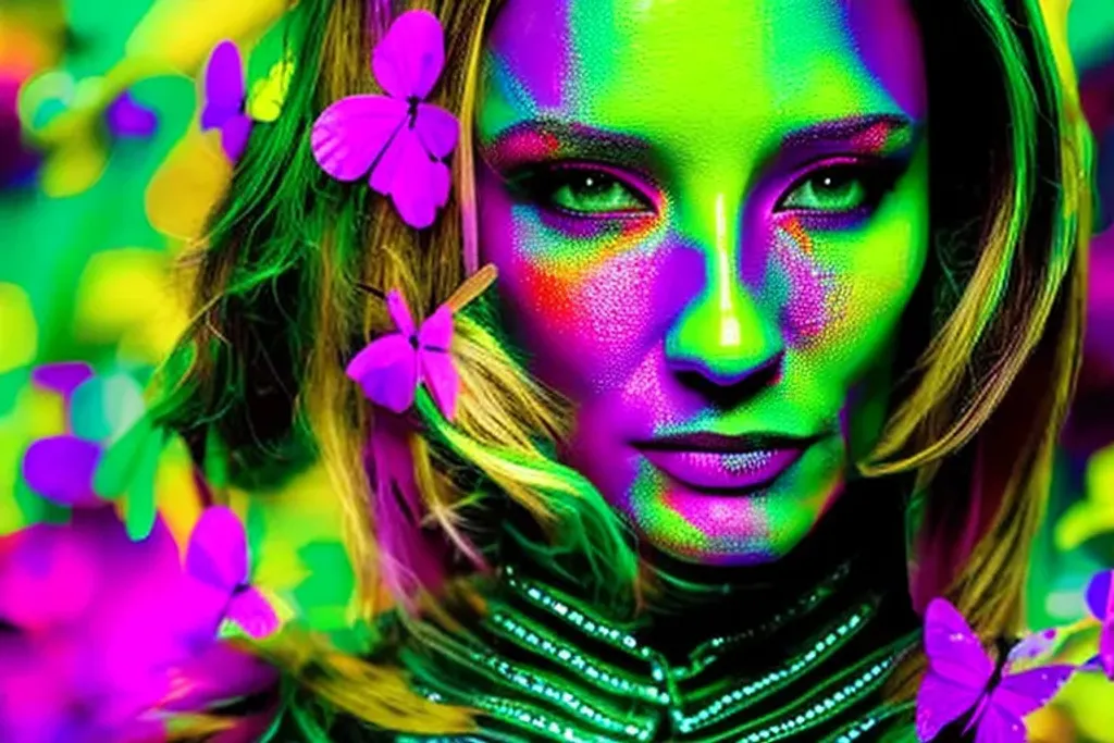 Vivid Neon Color Pallet, Portrait of a Women Superhe... | OpenArt