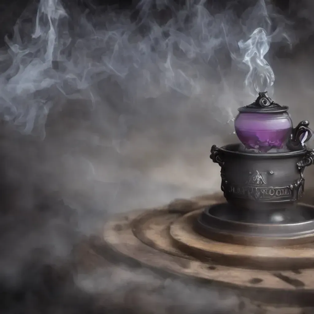 cauldron with steam, steam coming out of cauldron, m... | OpenArt