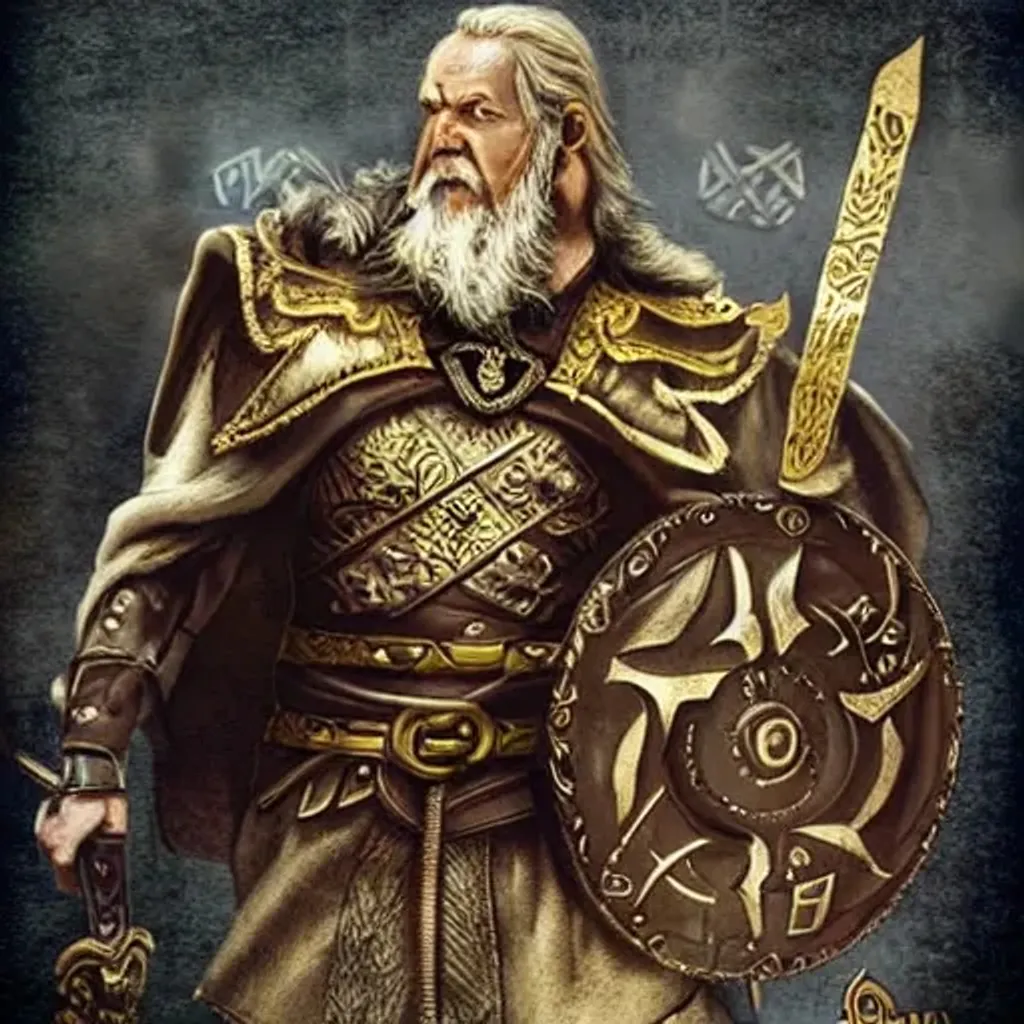 Odin, viking, oldman, god, golden armor, eyepatch, r... | OpenArt