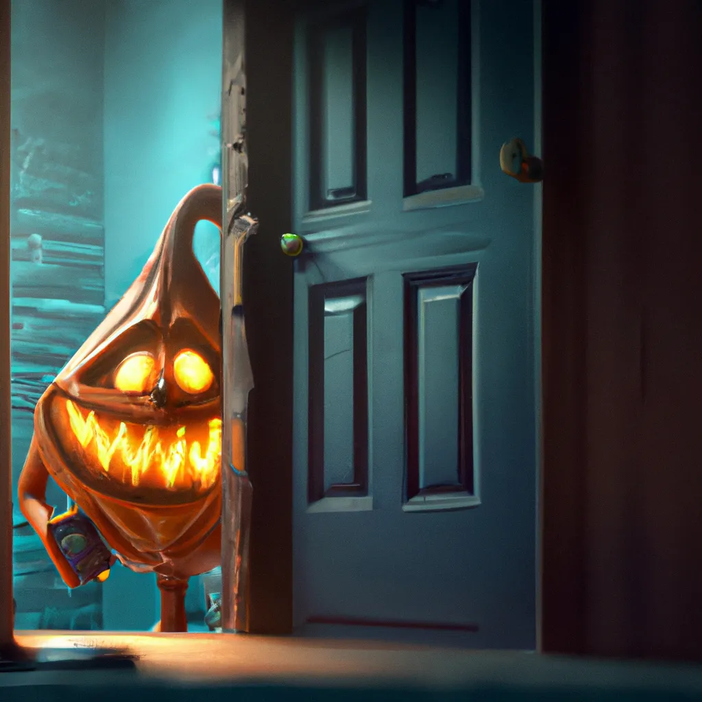 low view of Jack-o'-lantern as a personification cha... | OpenArt