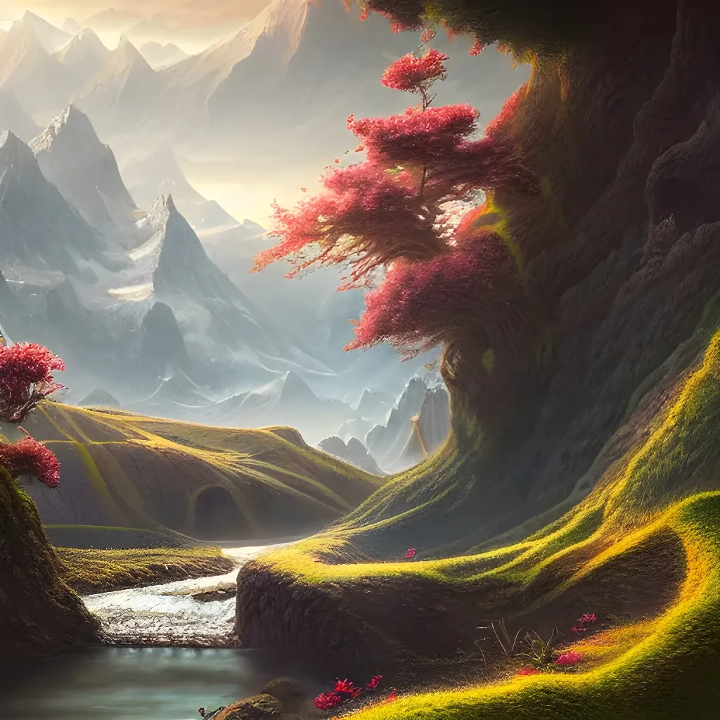 beautiful flowing landscape, highly detailed feature... | OpenArt