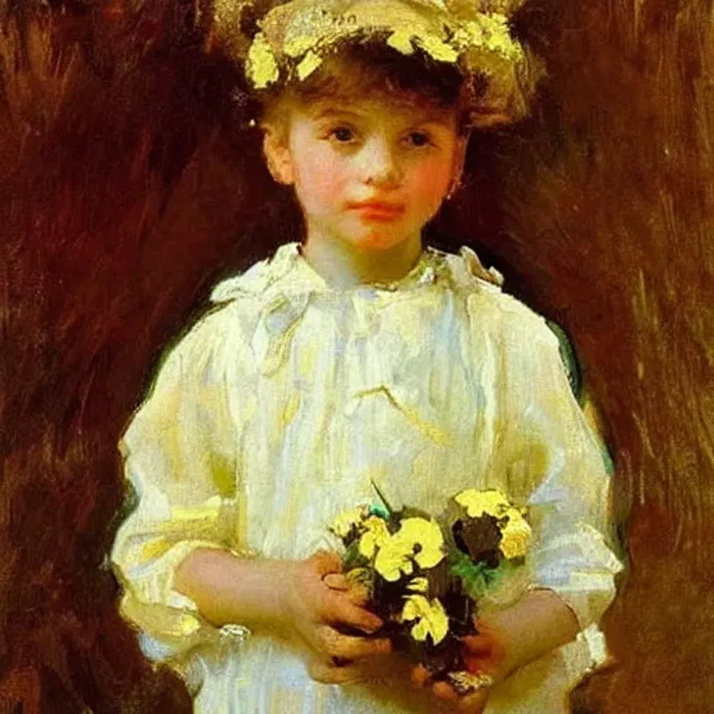 A small girl with flowers Ilya Repin, John Singer Sa...