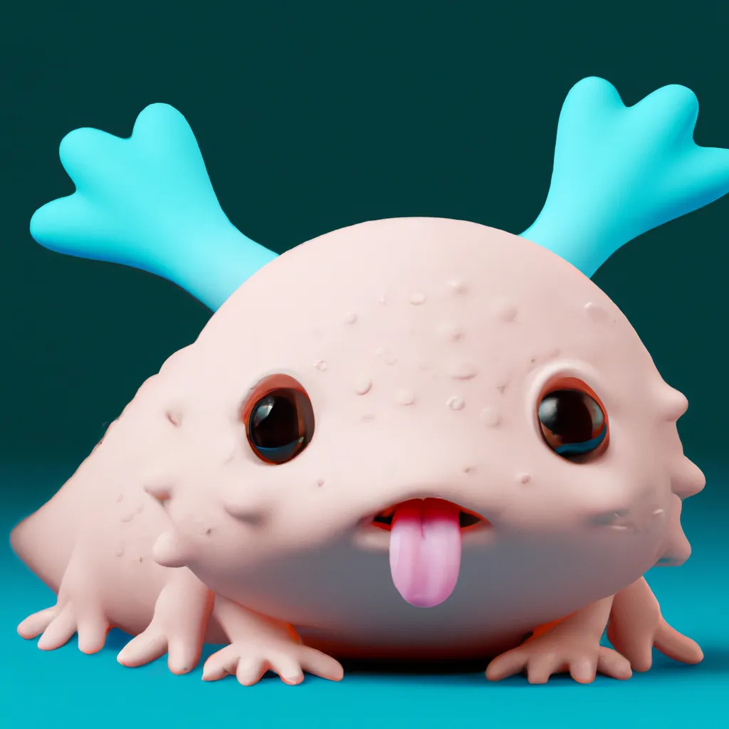 a 3d octane render of a cute and adorable chubby axo...