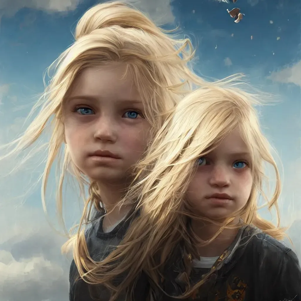Portrait of {little girl} with {blond} hair and with... | OpenArt