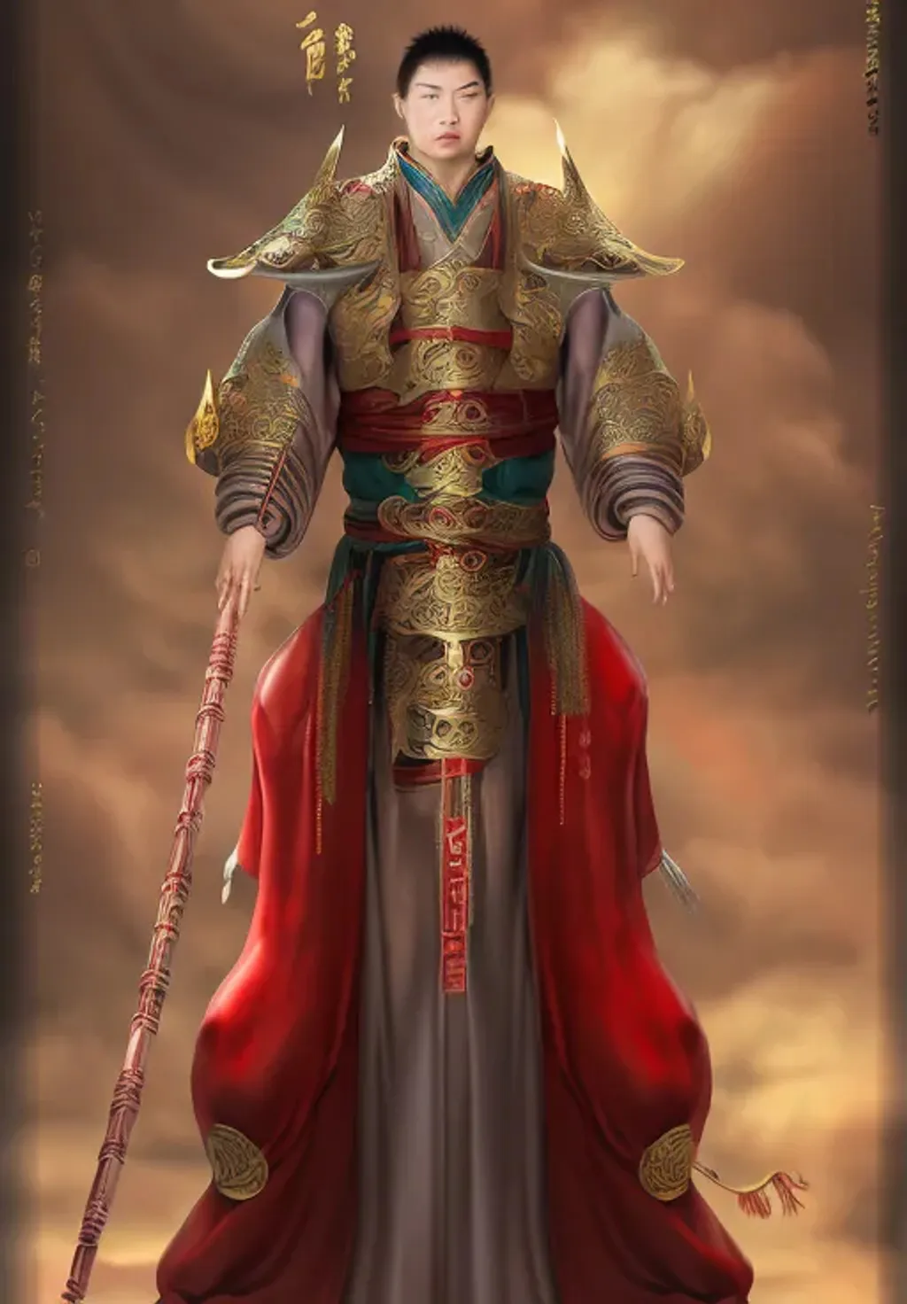 full body portrait of a male daoshi wearing a daopao... | OpenArt