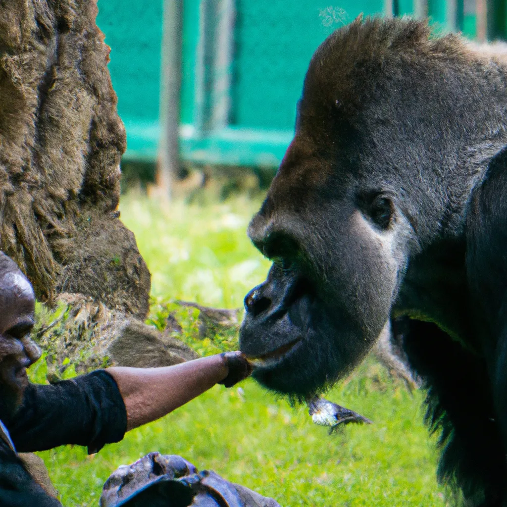 A gorilla petting a dog | OpenArt