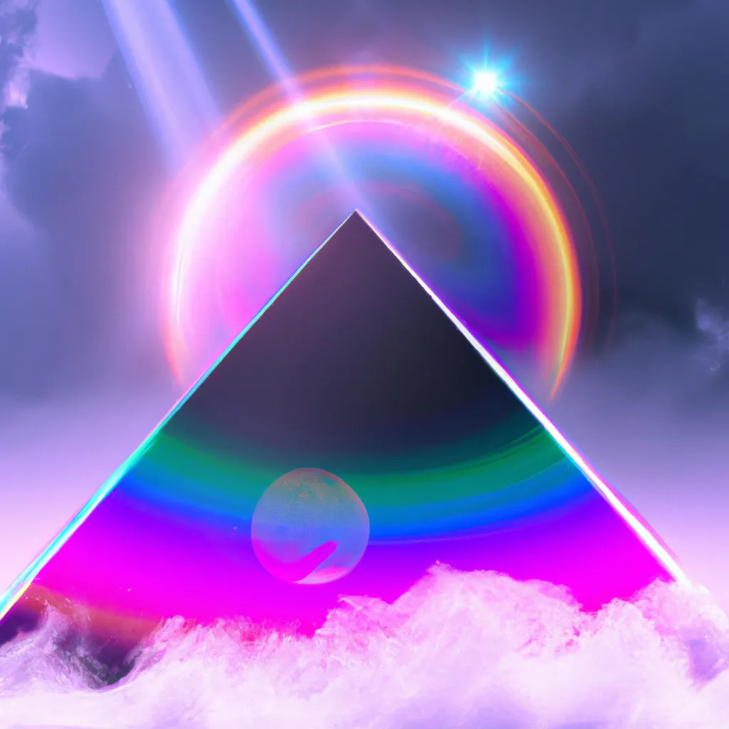 crystal opal prismatic neon pyramid in a diamond cut... | OpenArt
