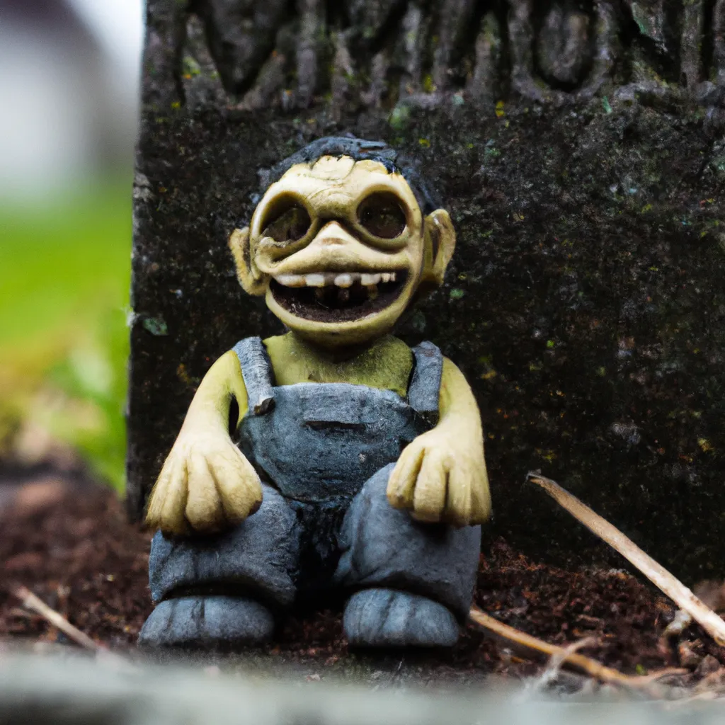 Miniature carved frankenstein minion sitting in a gr... | OpenArt
