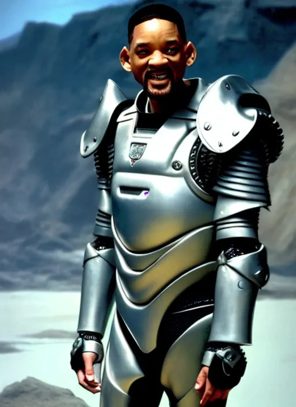 Will Smith wearing sci-fi inspired armour by Dave Do... | OpenArt