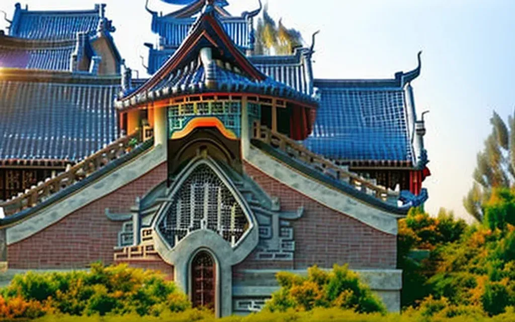 A blend of Gothic and Chinese architecture, Chinese... | OpenArt