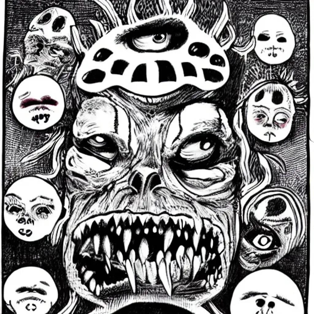 A monster with seven heads, grotesque, vile, fierce,... | OpenArt