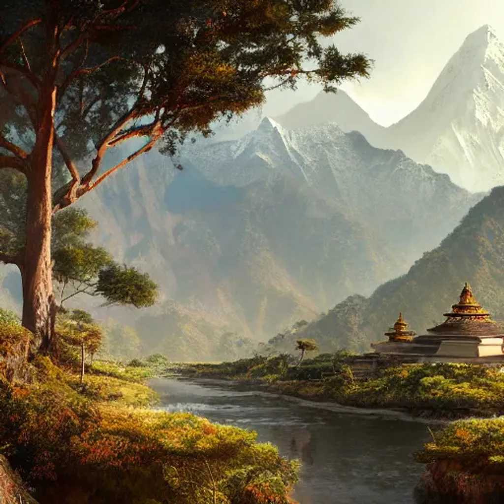 Natural landscape of beautiful Nepal rebuilt near th... | OpenArt