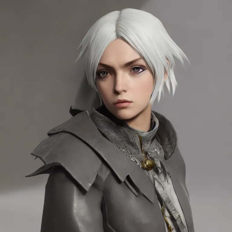 2d, female character, hair is short, white hair, tre... | OpenArt