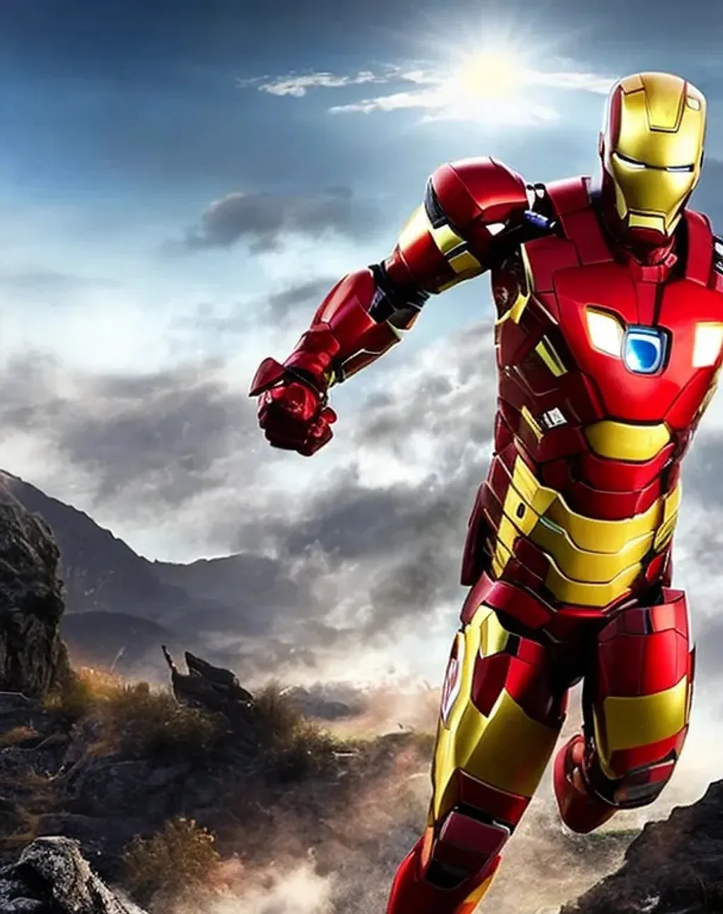 A future iron man standing on the moon. He has wea... | OpenArt