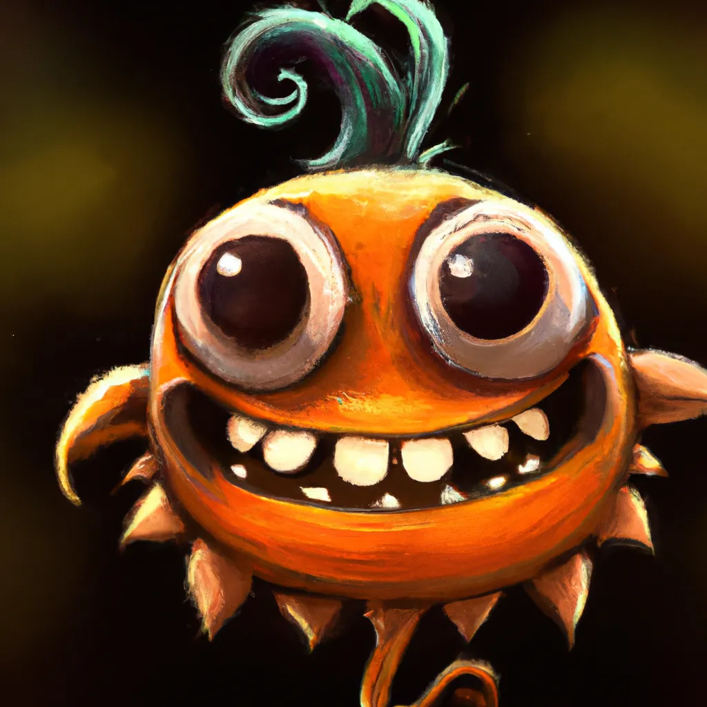 A pumpkin creature monster minion pet, big smile, to... | OpenArt