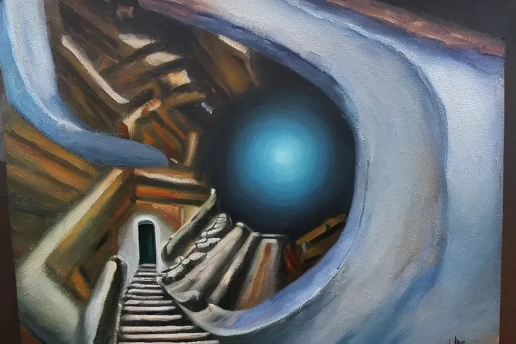 oil painting of stairs to heaven, surreal, cinematic... | OpenArt