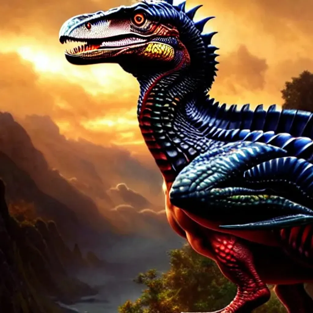 Prehistoric Velociraptor, Dark Fantasy, highly detai... | OpenArt