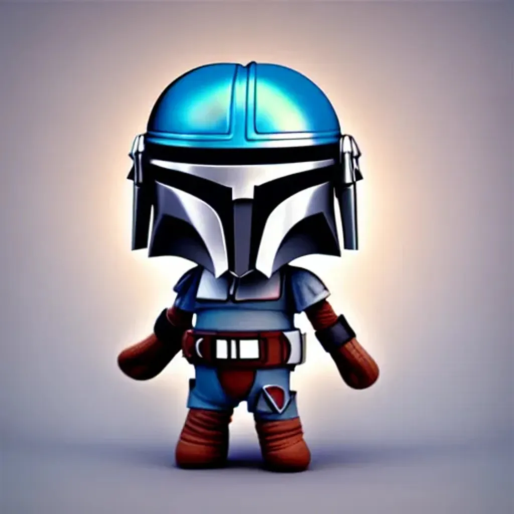 tiny cute {Mandalorian} toy, standing character, sof...