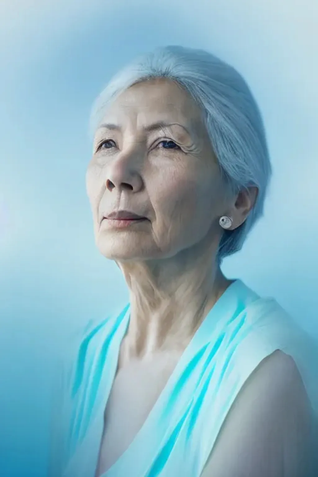 a calm abstract portrait photo of a mature woman, se... | OpenArt
