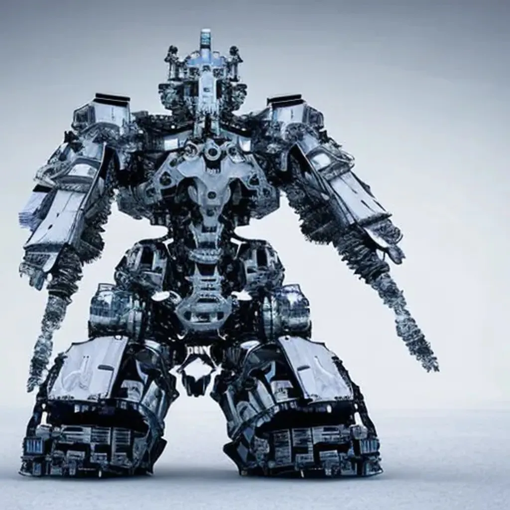 a giant mech made of mechanical parts made of ice hy... | OpenArt