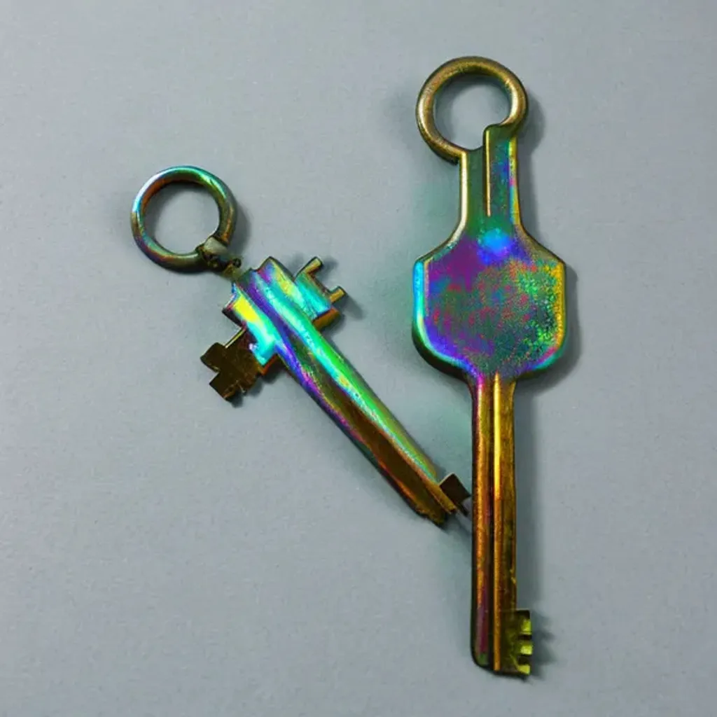 Huge iridescent metal key | OpenArt