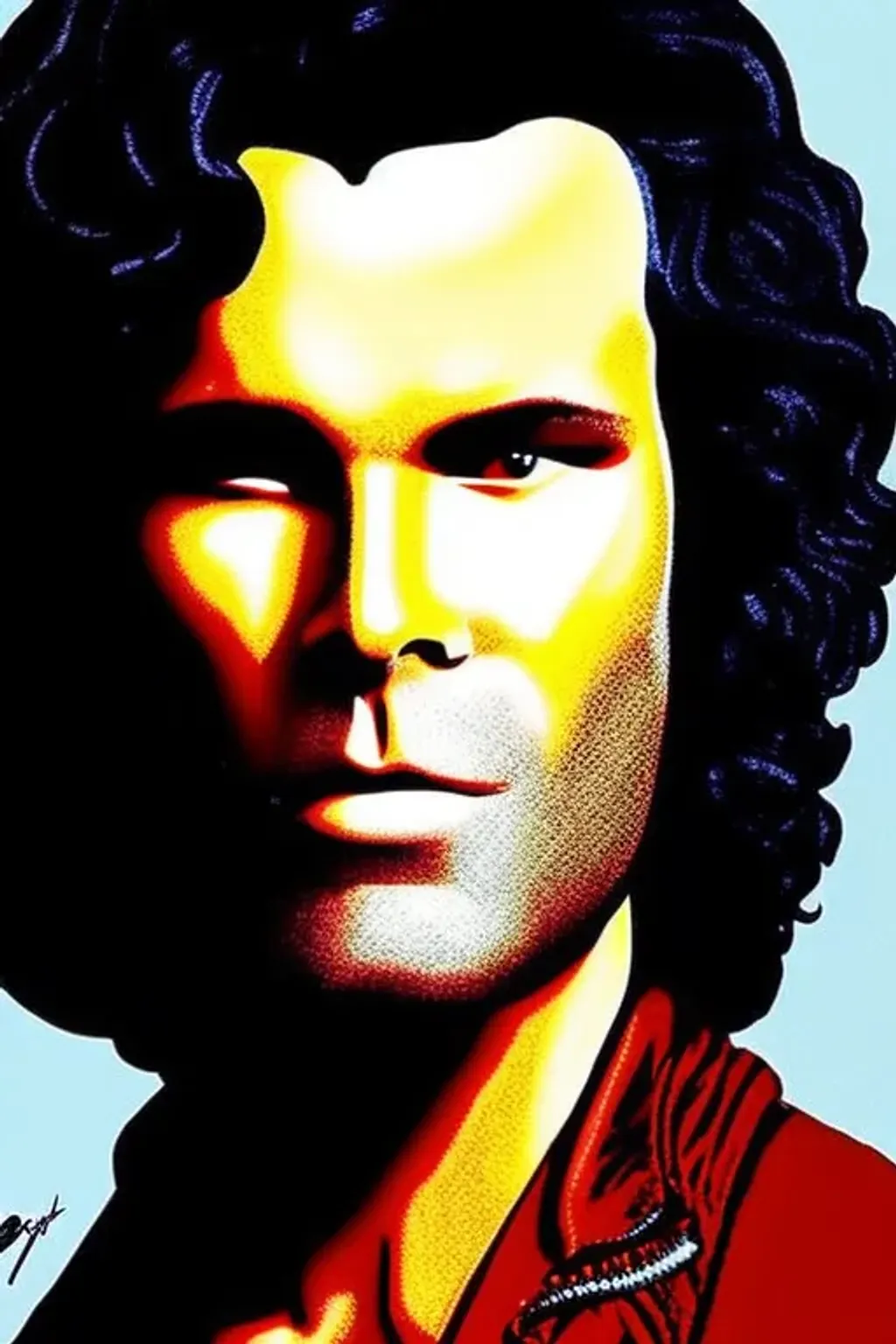 a caricature of xy8 Jim Morrison big head with big c... | OpenArt