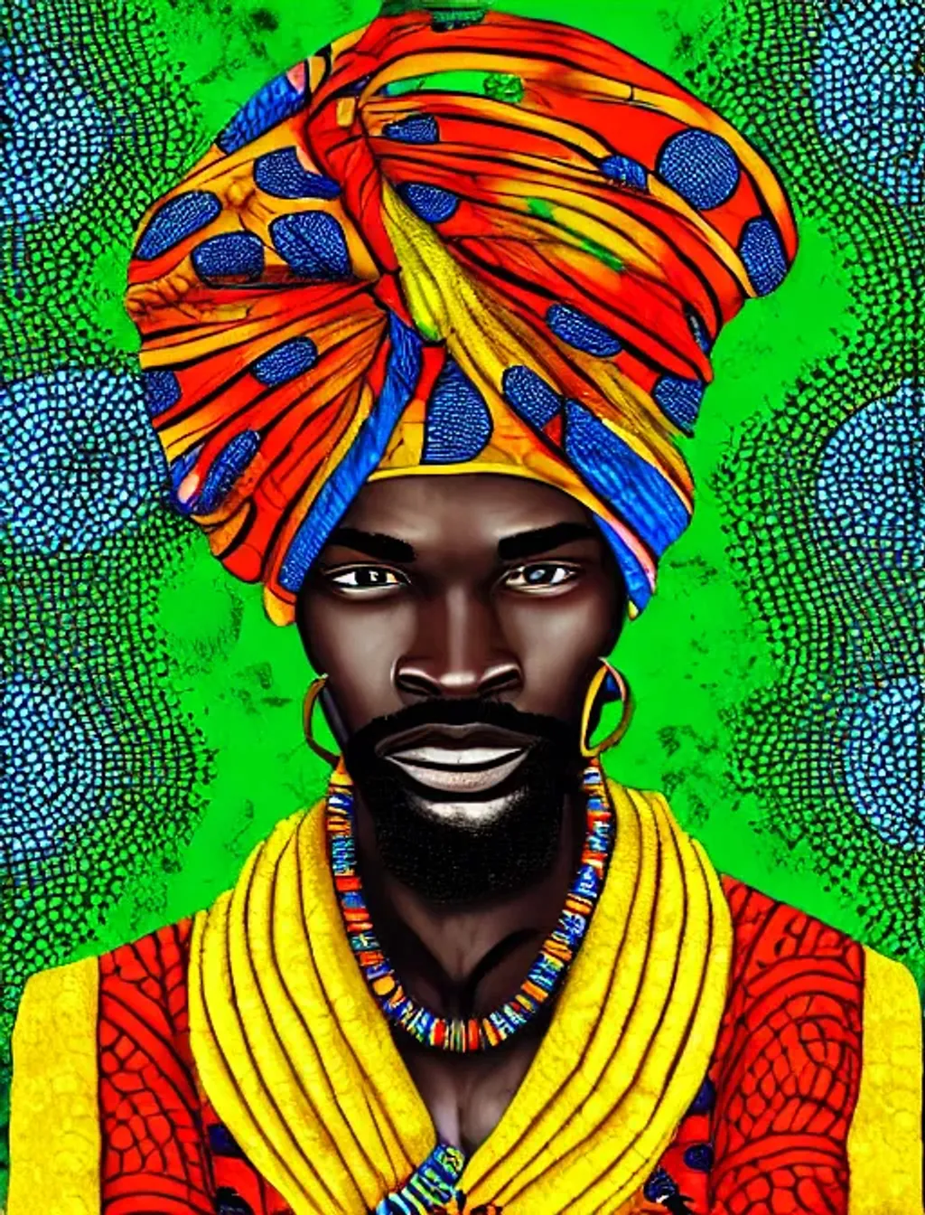 Strong African prince dressed in traditional brightl... | OpenArt