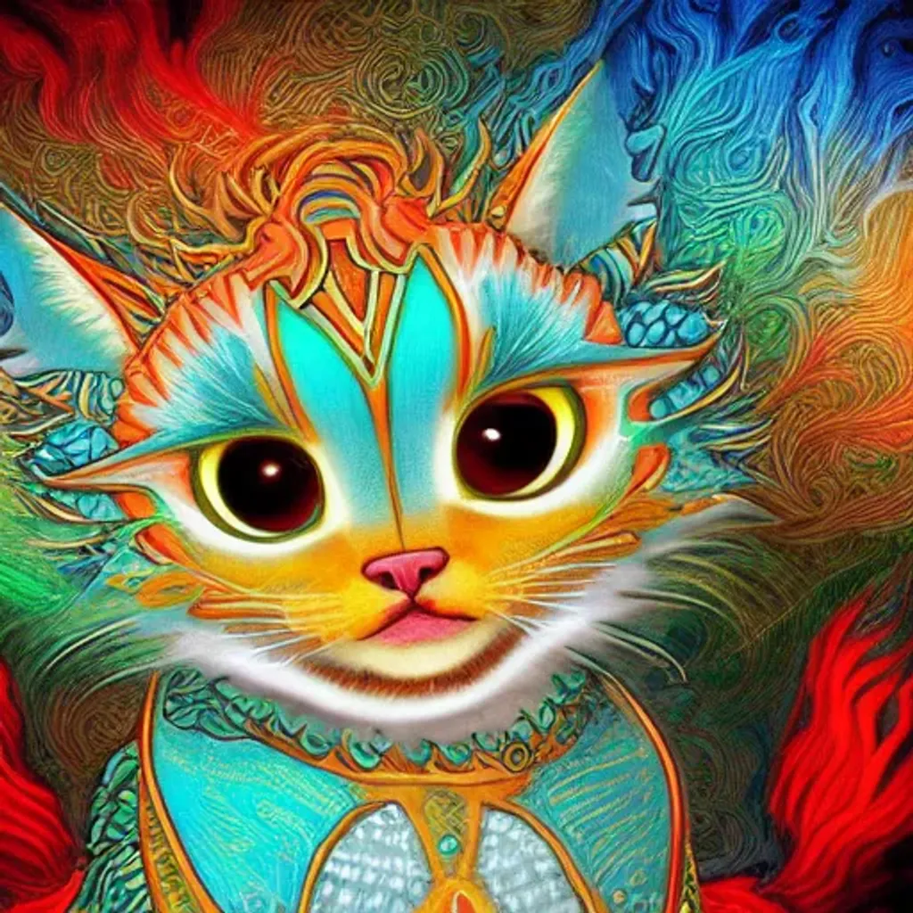 Awesome kitten shapeshifter humanoid, fursona, blue,... | OpenArt