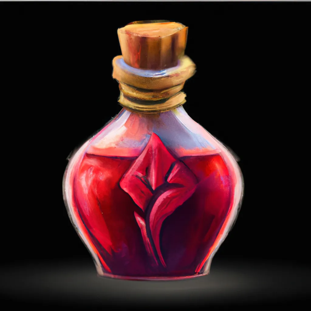 A digital art of a red healing potion in the middle... | OpenArt