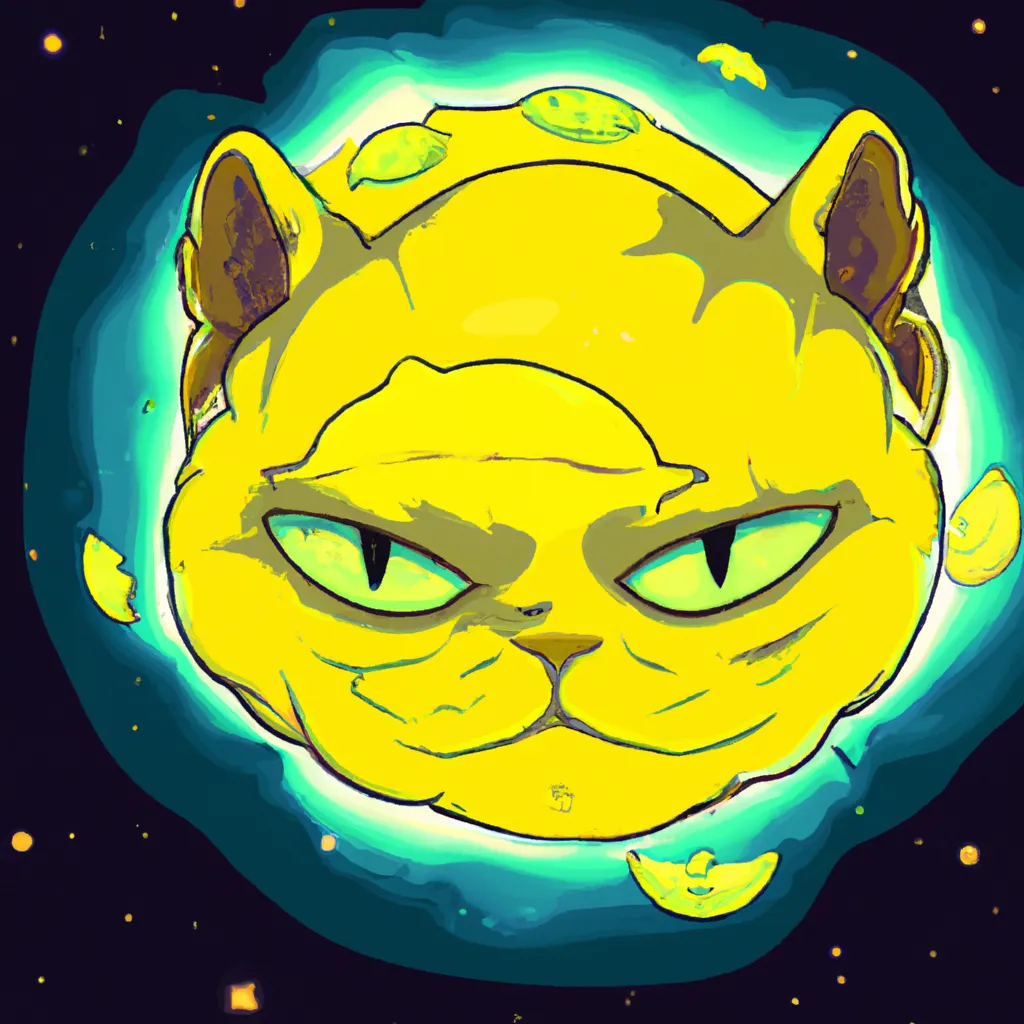 A lemon cat that looks like a Cosmic god in space