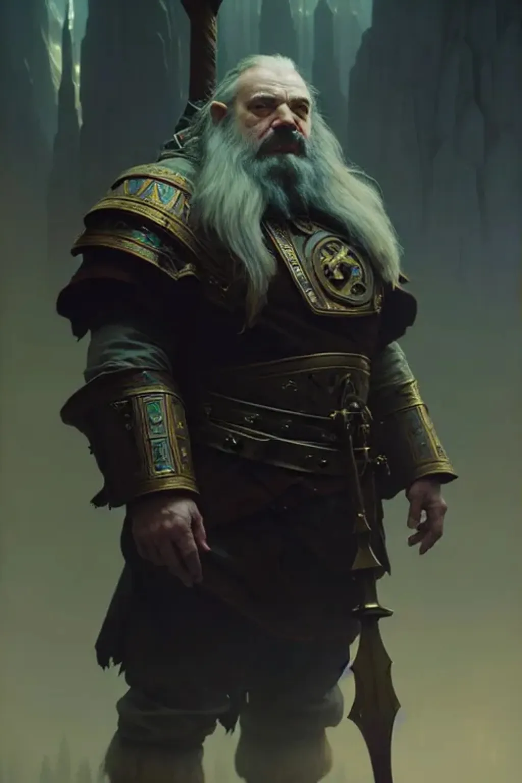 portrait, a noble dwarf veteran, unreal engine, greg...