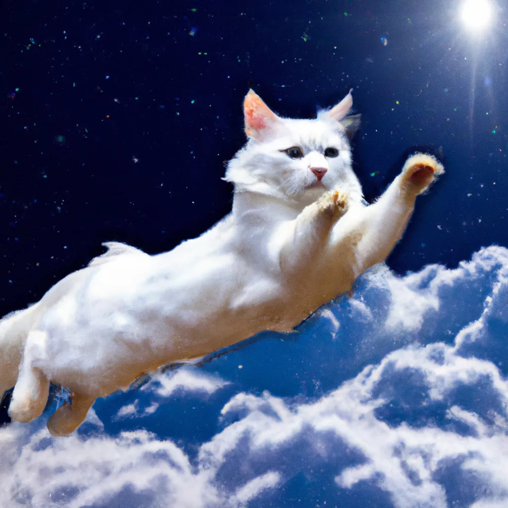 white cat doing astral projecting and flying through... | OpenArt