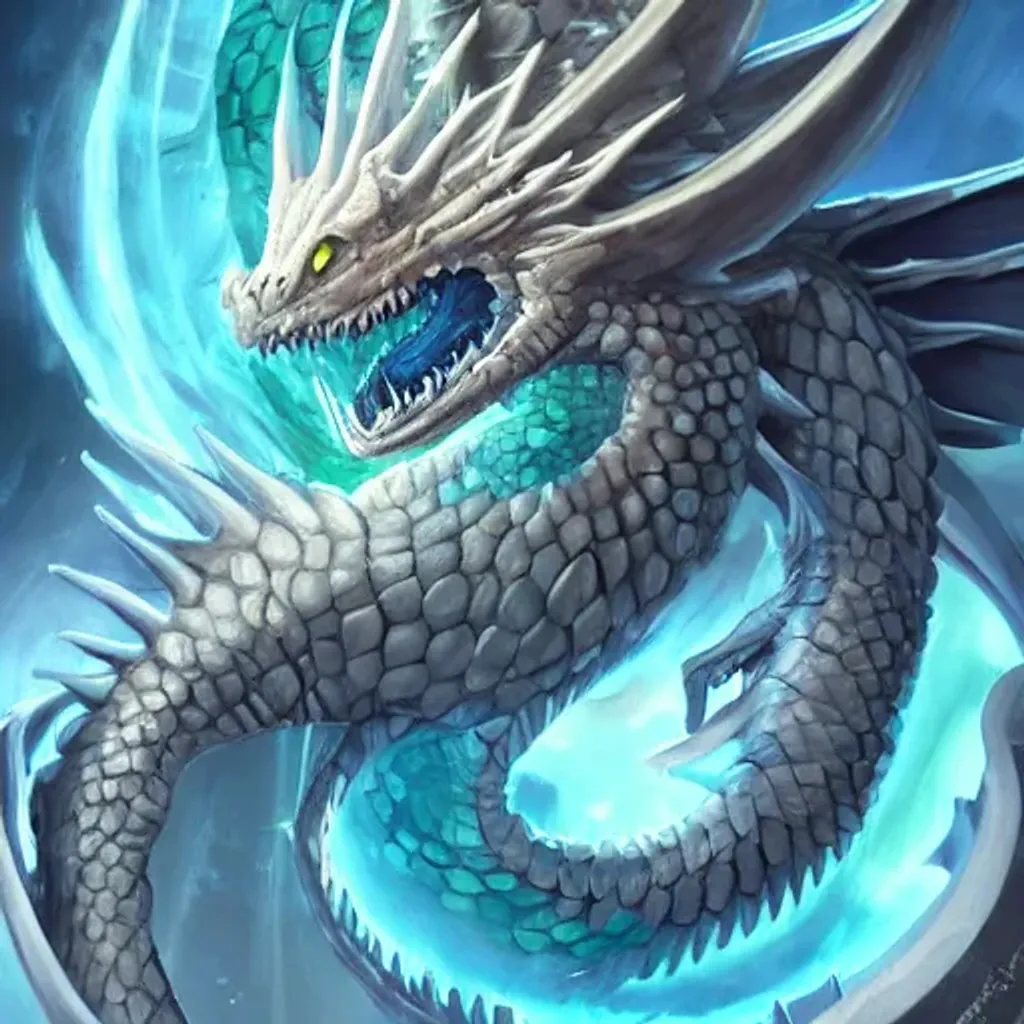 a blizzard dragon portrait, snowflakes, glaciers, di... | OpenArt