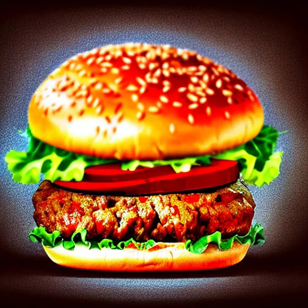 Food advertisment of a hamburger, simple, photoreali... | OpenArt
