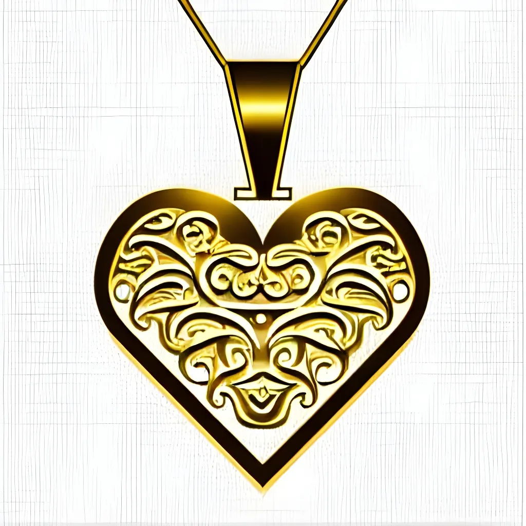 Prompt: Gold love pendant, intricate 2d vector geometric, cutout shape ...