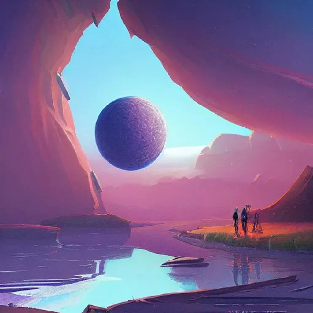 shattered moon, a digital painting by RHADS, cgsocie... | OpenArt