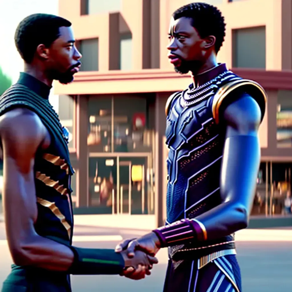 King T’challa from Wakanda meets prince Akim of Zamu... | OpenArt