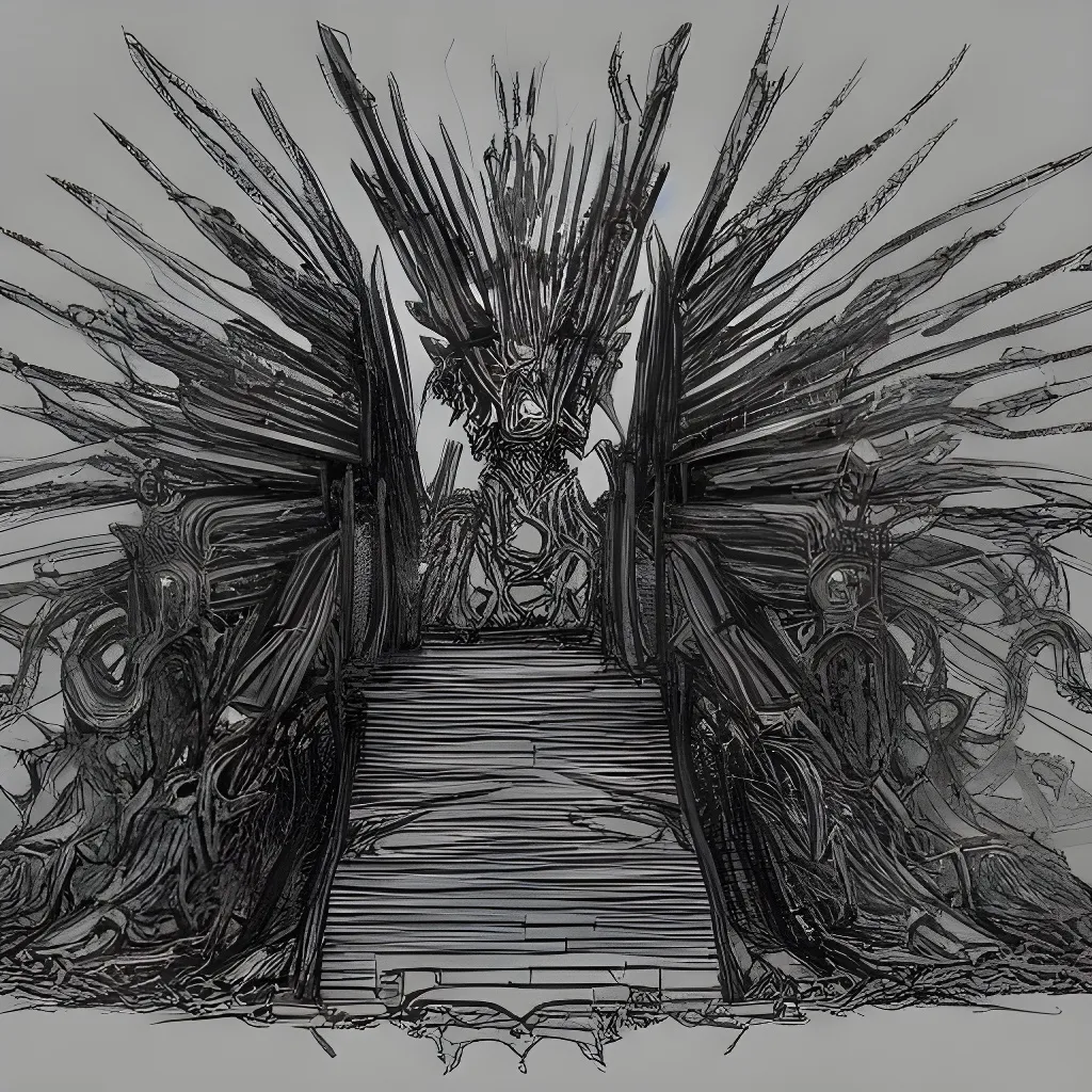 concept art of a throne with steps and a seat made f... | OpenArt