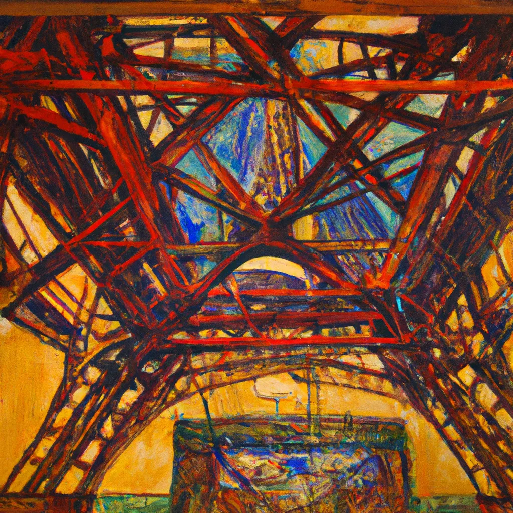 A painting showing the inside of the Eiffel Tower. | OpenArt