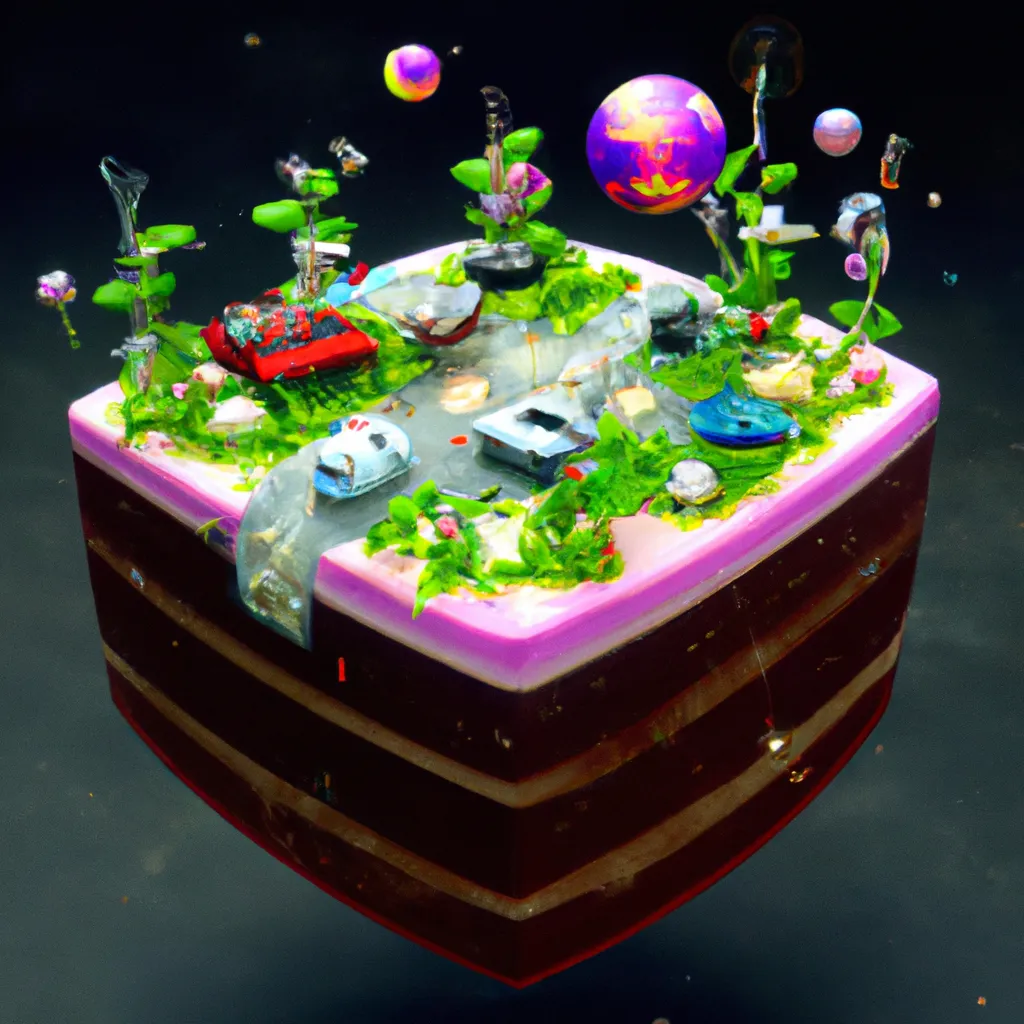 A 3d micro world cake of omnius void planet with fir... | OpenArt