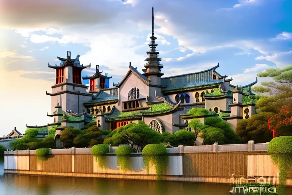 A blend of Gothic and Chinese architecture, Chinese... | OpenArt