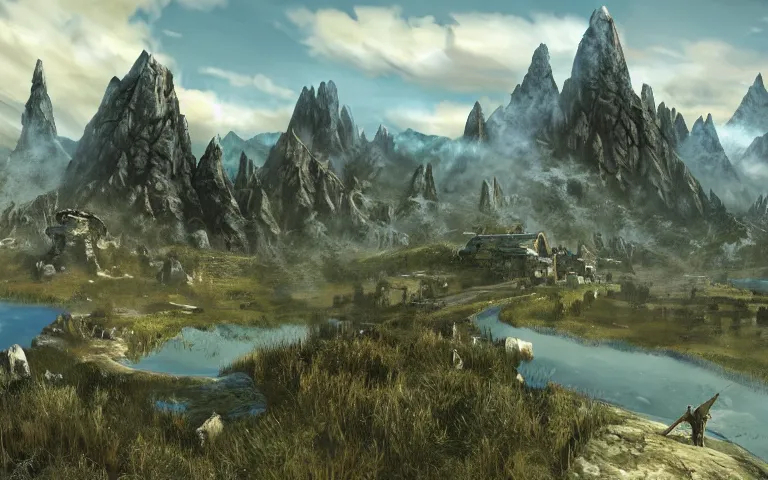 landscape, video games, elder scrolls, skyrim, white... | OpenArt